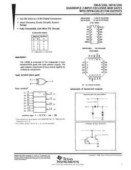 74266 XNOR Gate IC Pin Diagram Datasheet 74266/74LS266 - Datasheet ...