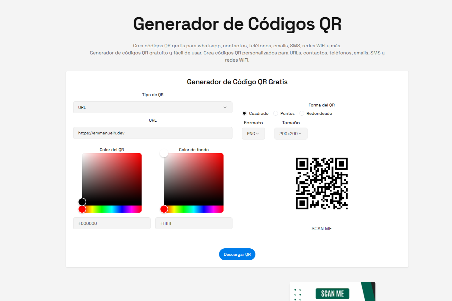 Generador de códigos QR